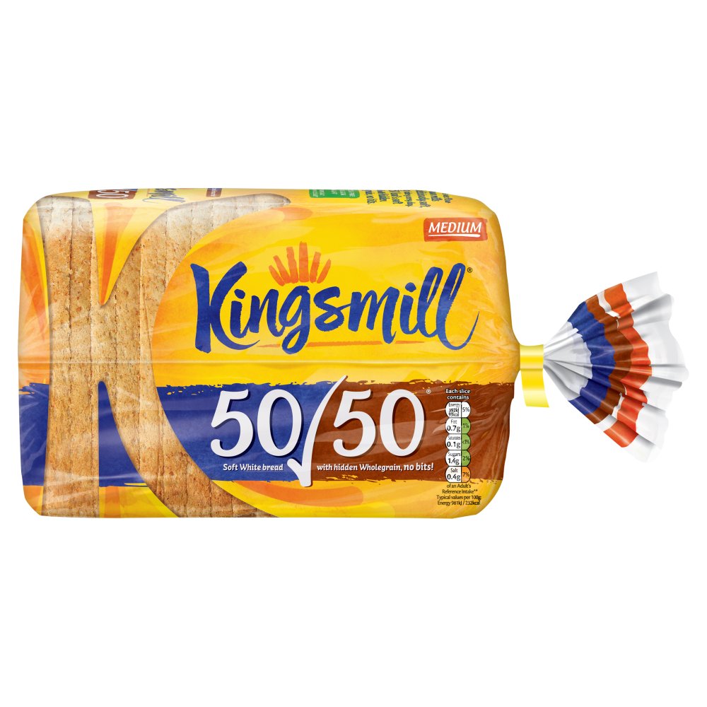 Kingsmill Bread White and Whole Grain 800g